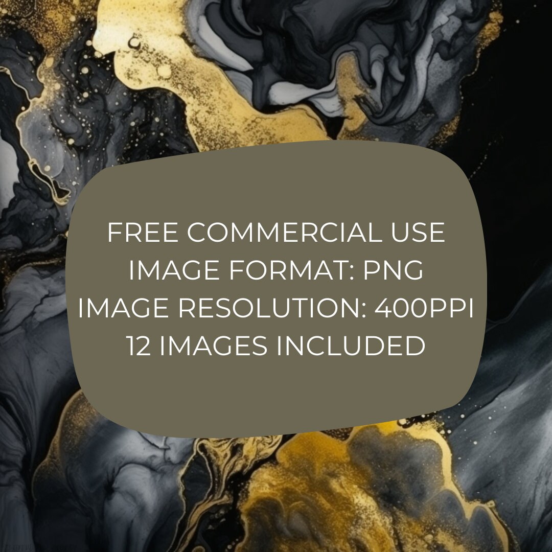Black and Gold Alcohol Ink Clip Art Bundle Liquid Texture Abstract ...