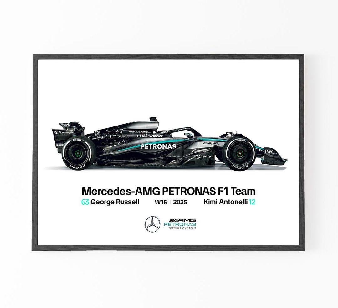 Mercedes AMG F1 2025 Poster, Formula 1 Poster, Mercedes F1 W16, Formula ...