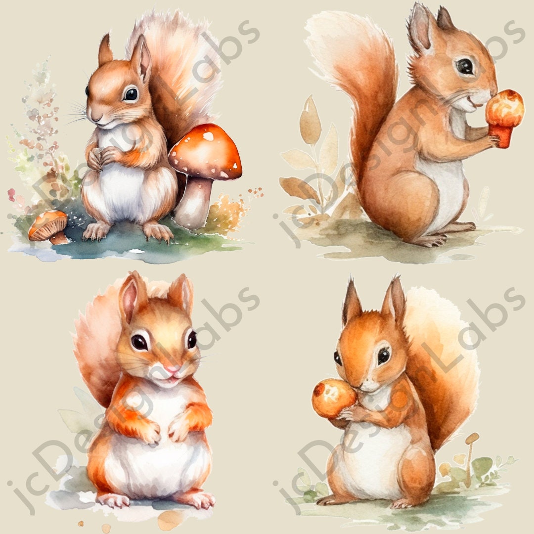 Woodland Animals Clip Art Bundle, Watercolor Animals Clipart ...