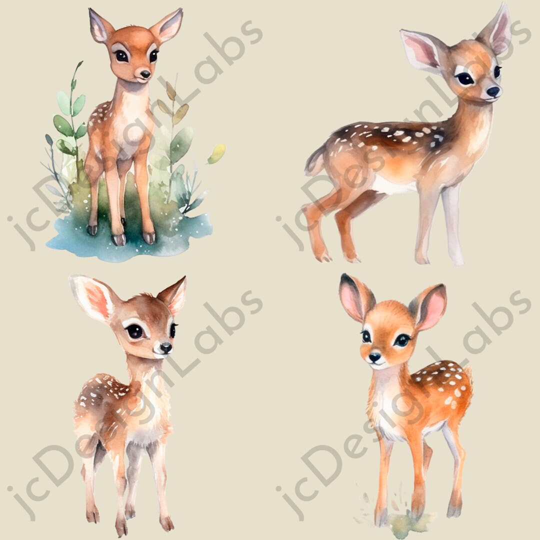 Woodland Animals Clip Art Bundle, Watercolor Animals Clipart ...