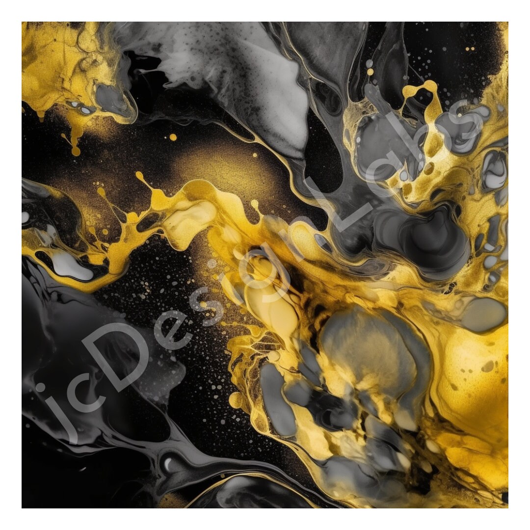 Black and Gold Alcohol Ink Clip Art Bundle Liquid Texture - Etsy
