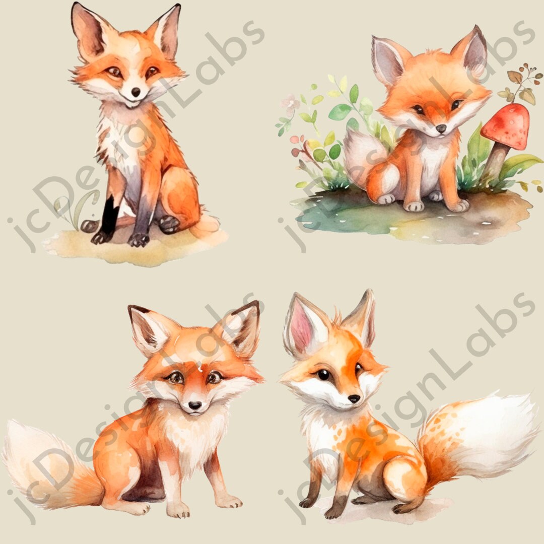 Woodland Animals Clip Art Bundle, Watercolor Animals Clipart ...