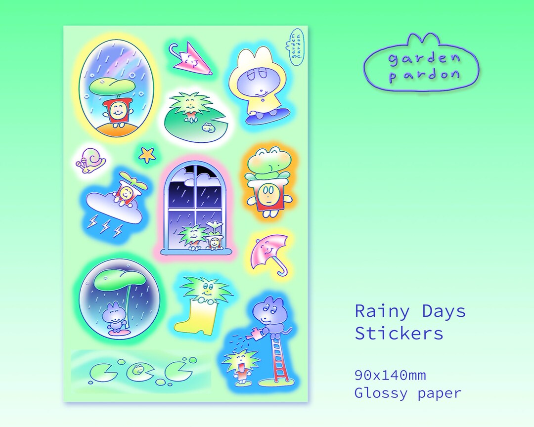 Rainy Days Sticker Sheets // Cute Kawaii Kitsch Unique - Etsy