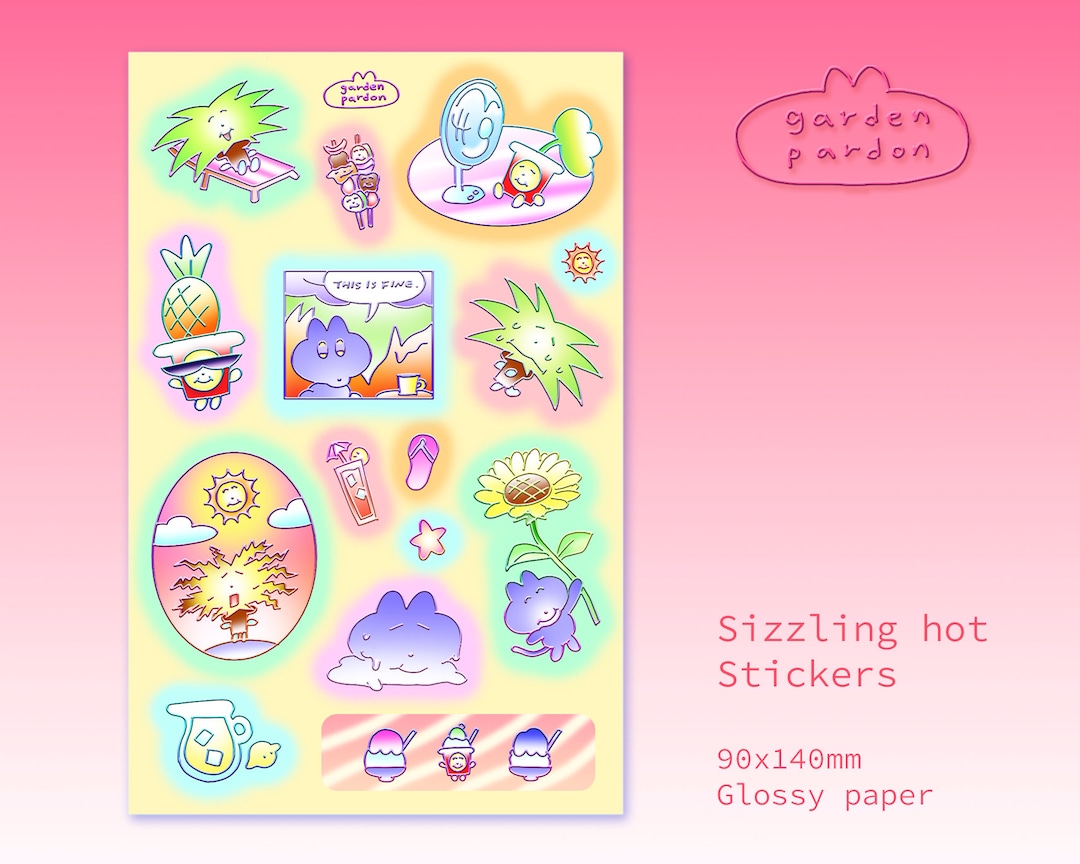 Sizzling Hot Sticker Sheets // Cute Kawaii Kitsch Unique - Etsy