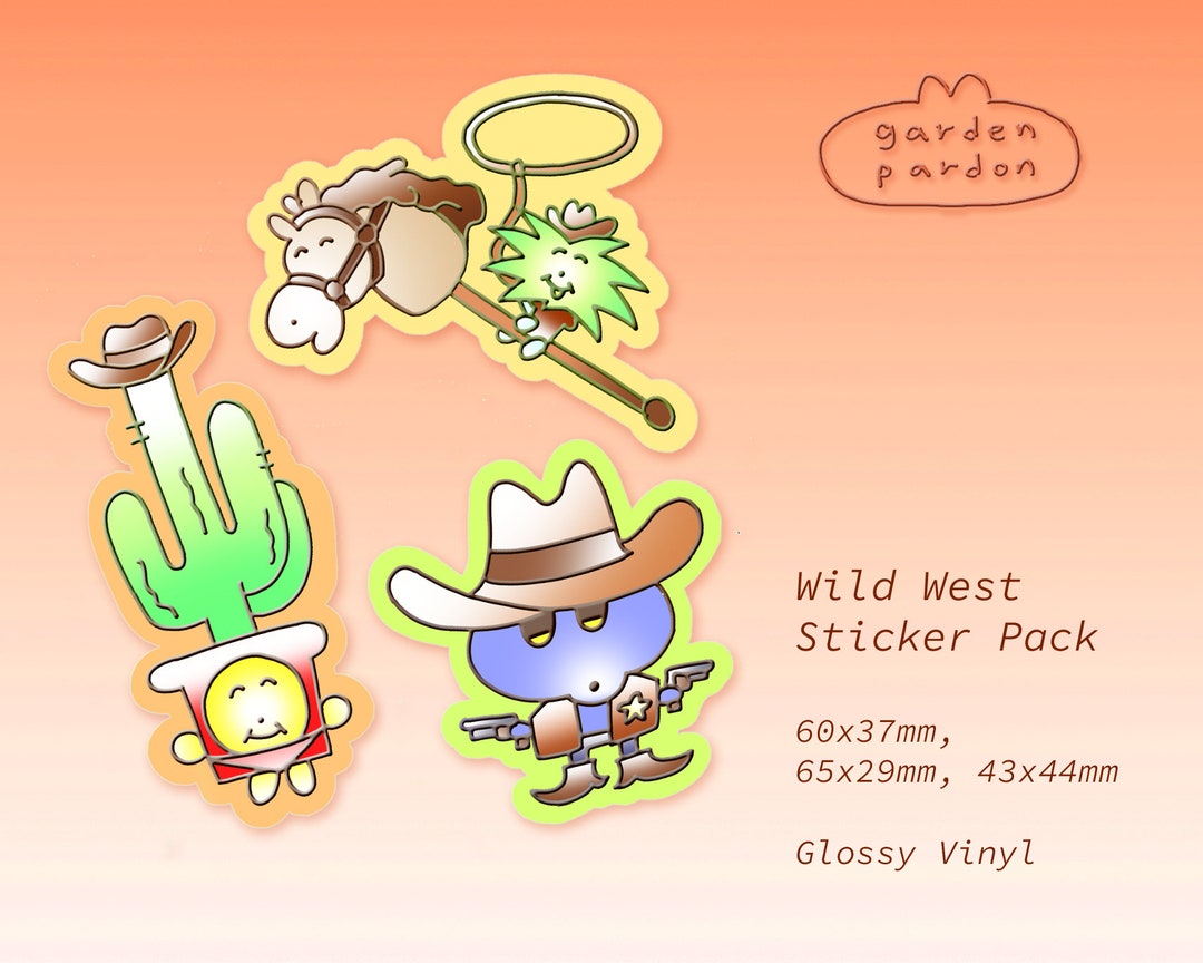 Wild West Sticker Pack // Cute, Kawaii, Kitsch, Unique, Kidcore, Decal ...