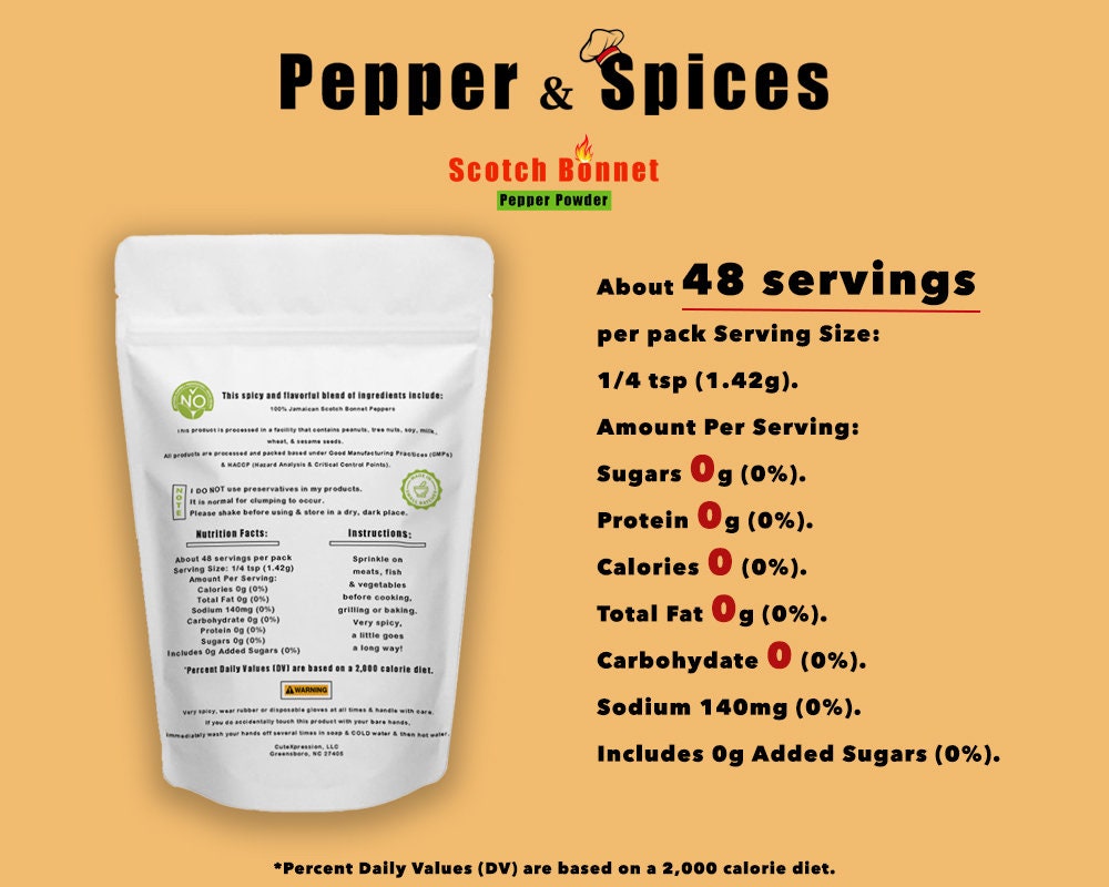 Jamaican Hot Spicy Scotch Bonnet Pure Ground Pepper Powder 2 0z FREE ...