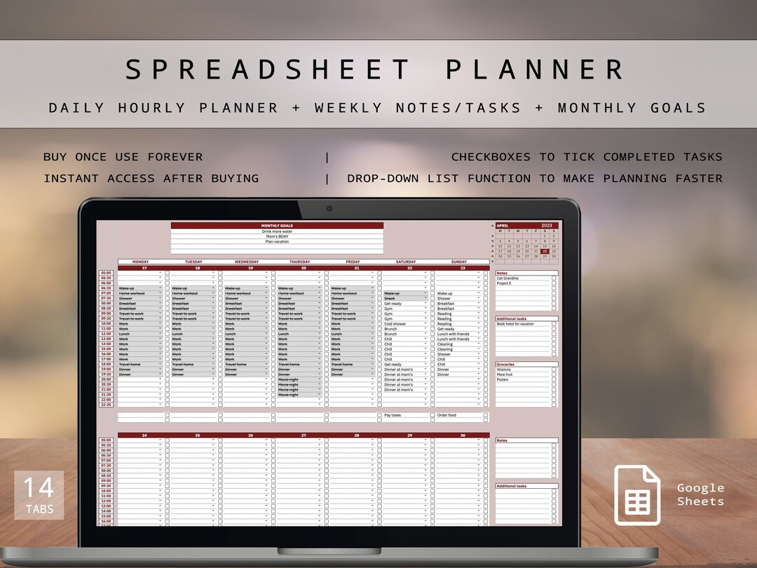 Google Sheets Digital Planner Annual Planner Daily to Do - Etsy