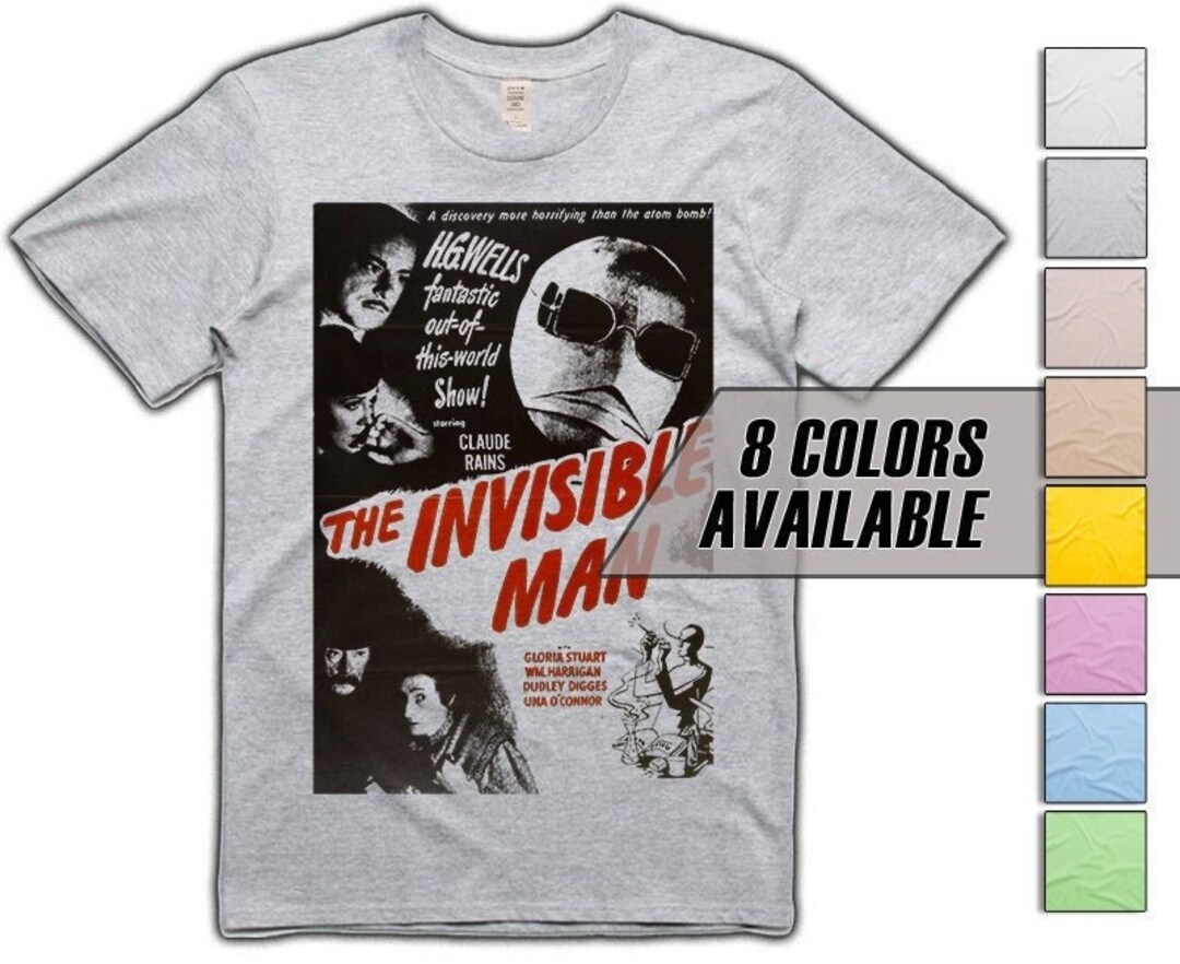The Invisible Man V2 Movie T Shirt 8 Colors 8 Sizes S-5XL Vintage Look ...