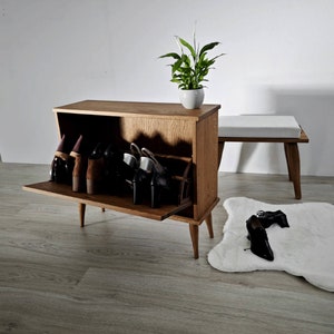 Oak Wood Shoe Storage Cabinet: Handmade XL Organizer | Ref. 0743 - Etsy UK
