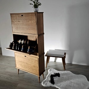 Oak Wood Shoe Storage Cabinet: Handmade XL Organizer | Ref. 0743 - Etsy UK