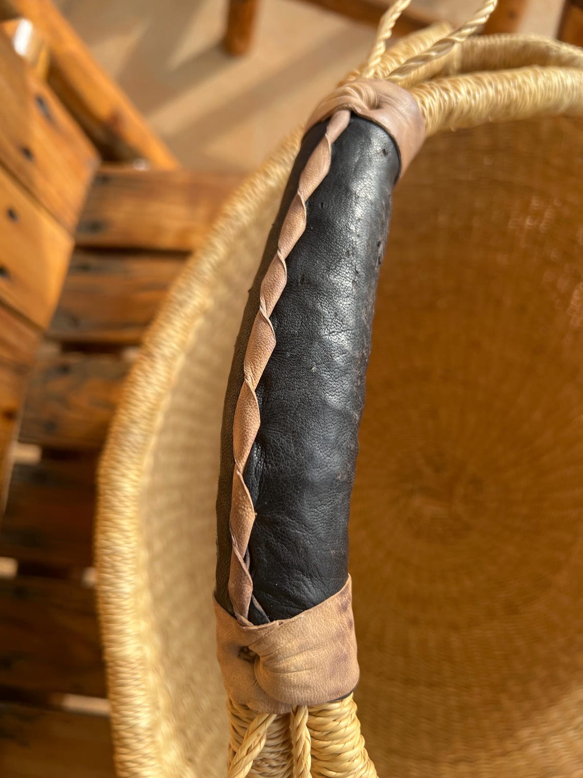 Traditional African Handwoven Versatile Leather Handle for Gift Basket ...