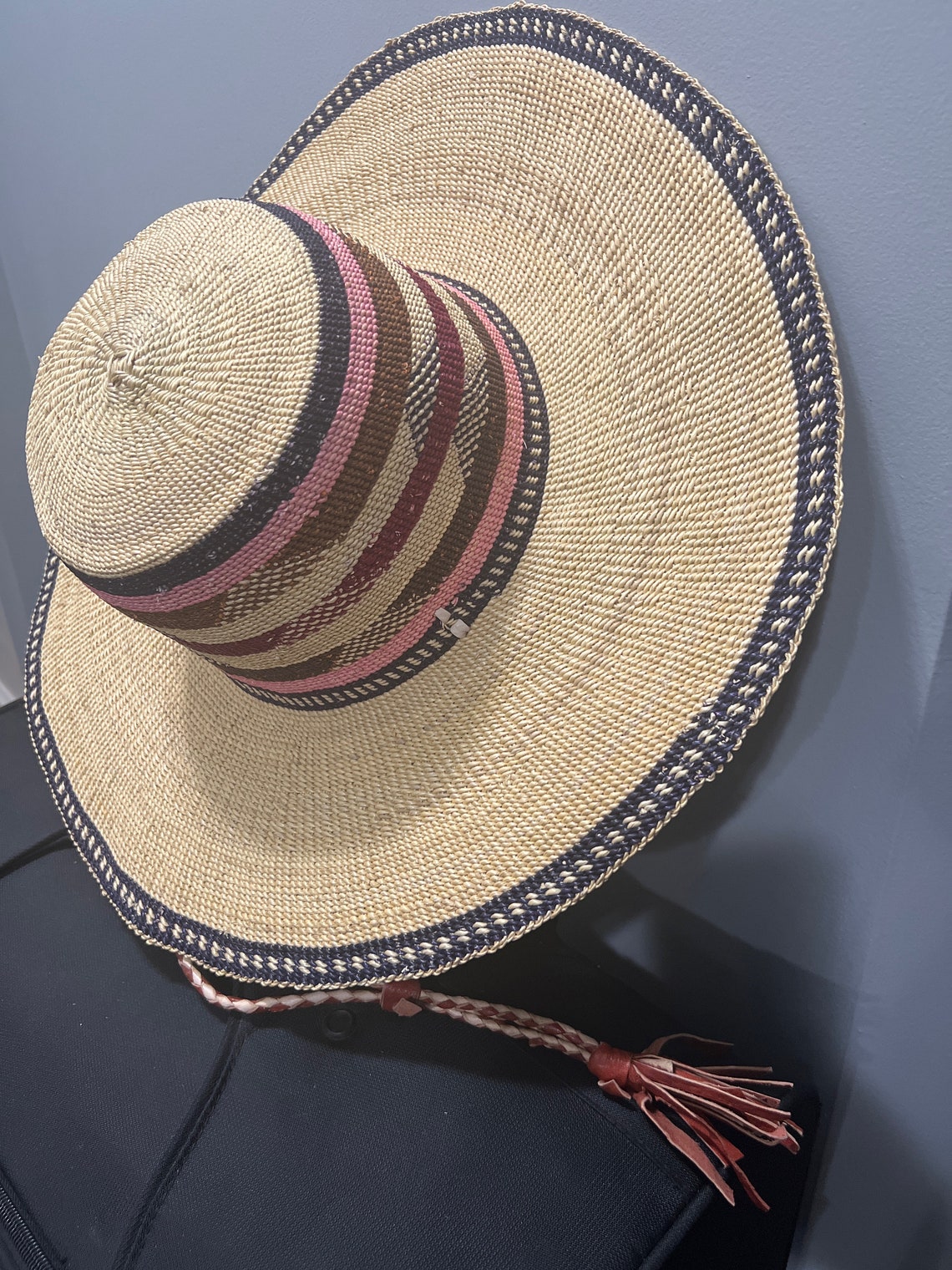 AUTHENTIC Multicolor Sun Hats, Bolga Straw Hat, Farmers Sun Hat, Plant ...