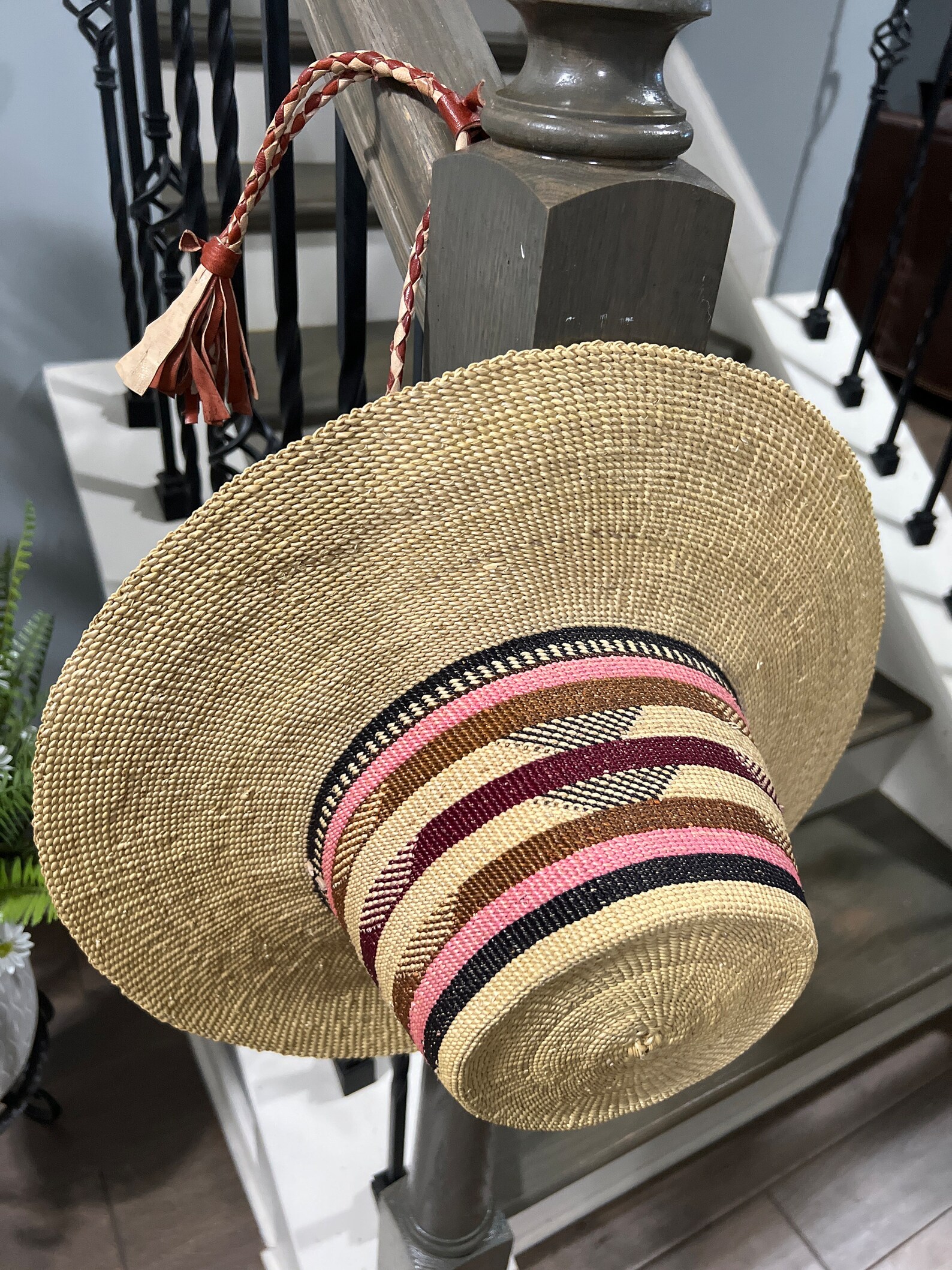 AUTHENTIC Multicolor Sun Hats, Bolga Straw Hat, Farmers Sun Hat, Plant ...