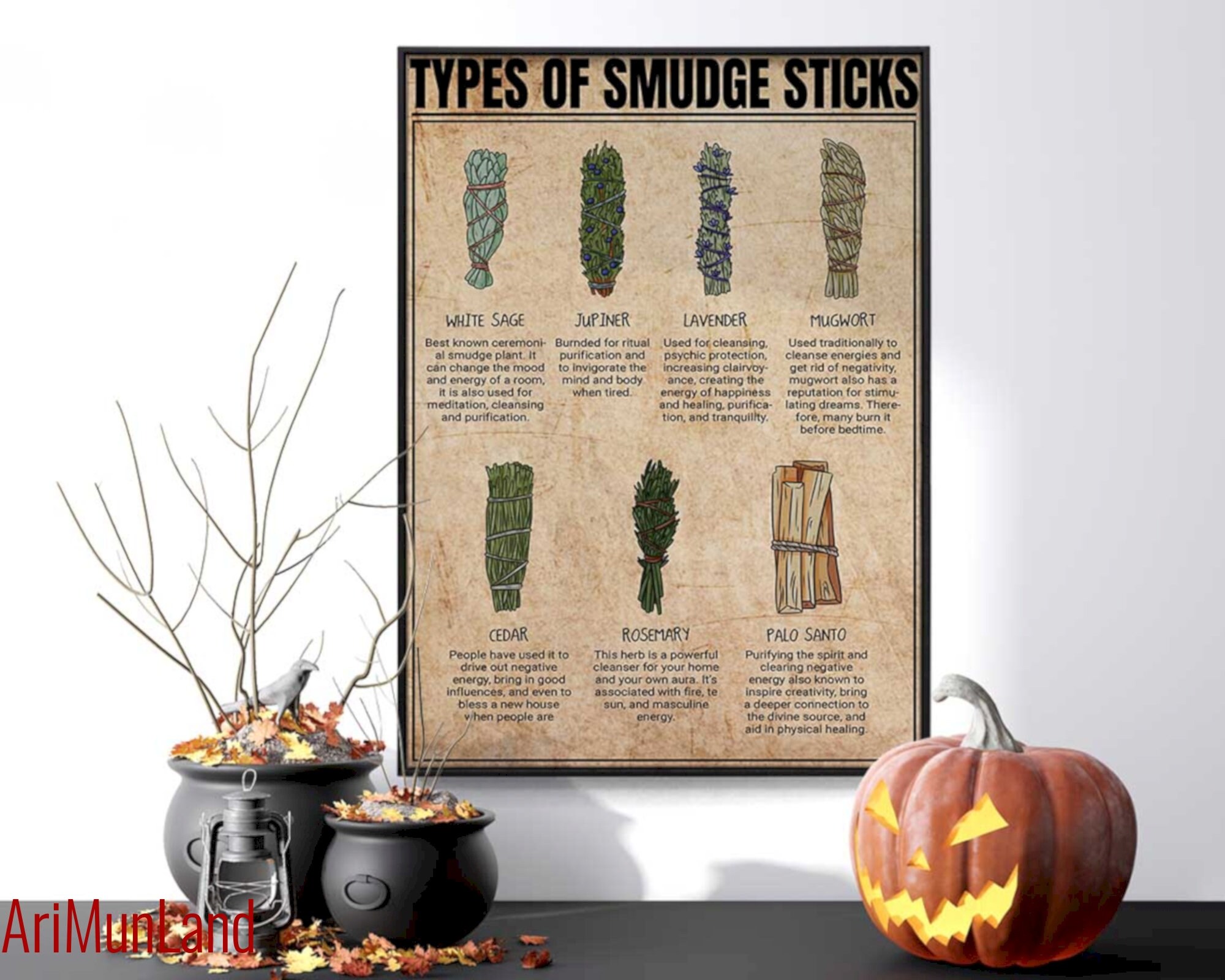 Types of Smudge Sticks Witch Witchcraft Apothecary Witch Art Gift for ...
