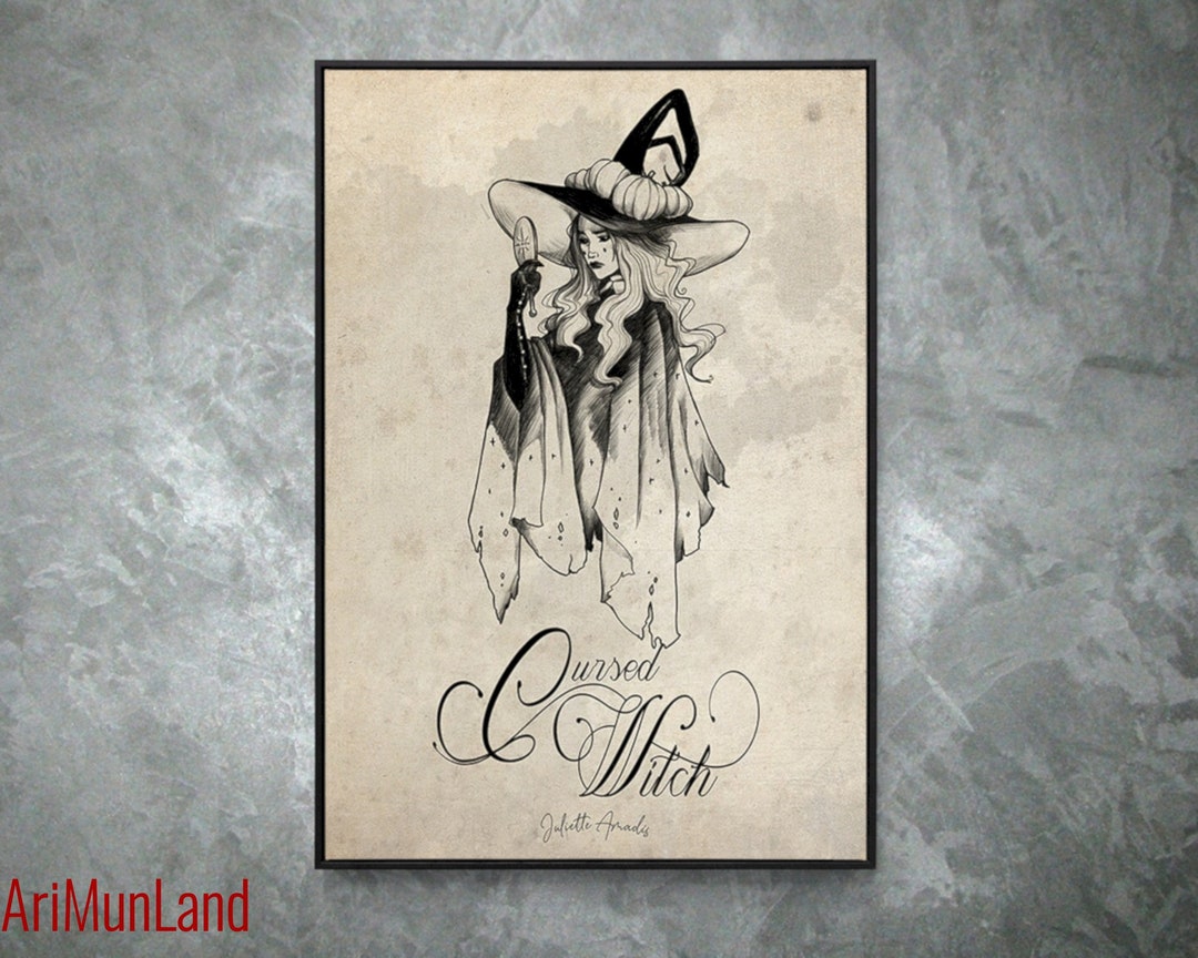 Cursed Witches Spooky Painting Witchcraft Print Art Gift for Halloween ...