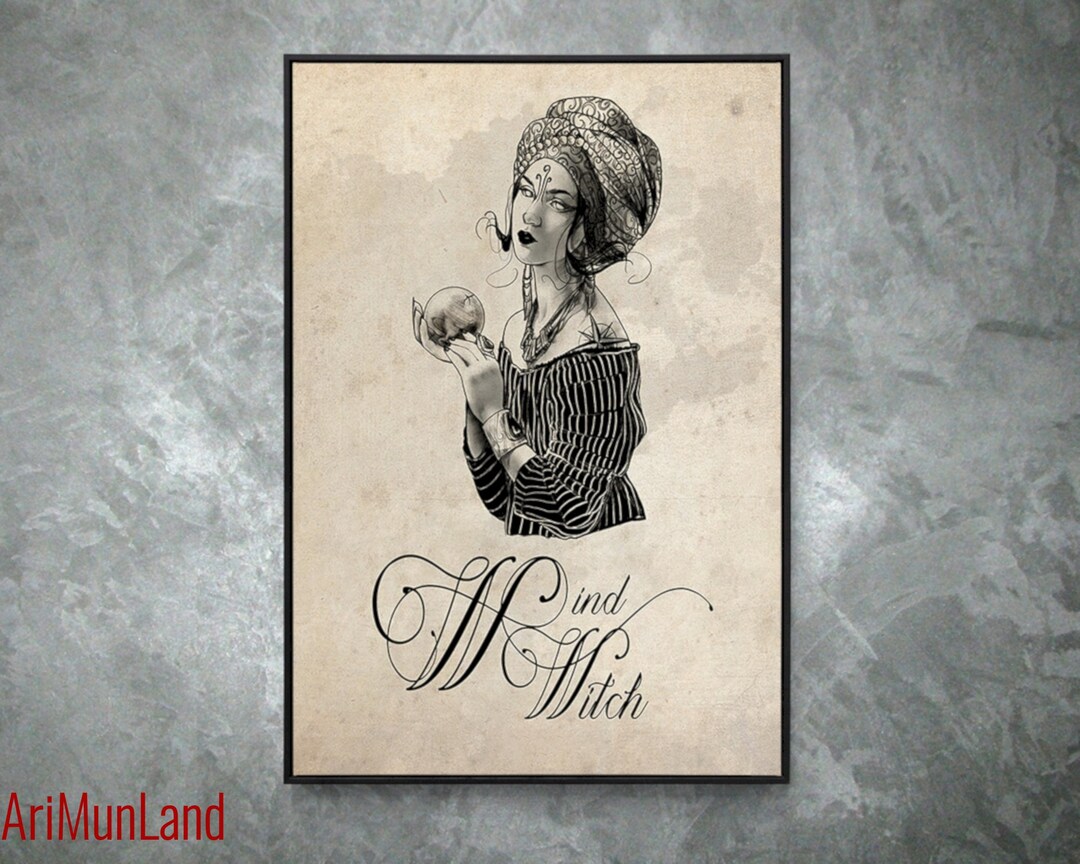 Wind Witches Spooky Painting Witchcraft Print Art Gift for Halloween ...