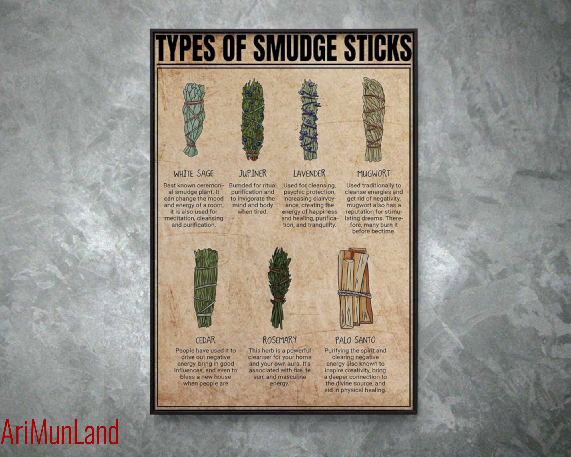 Types of Smudge Sticks Witch Witchcraft Apothecary Witch Art Gift for ...