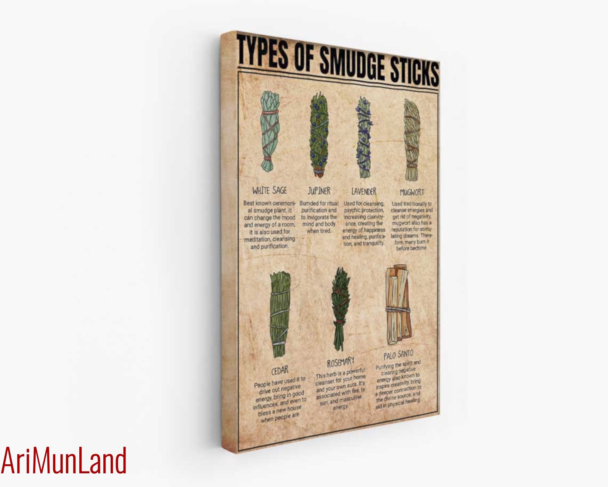 Types of Smudge Sticks Witch Witchcraft Apothecary Witch Art Gift for ...