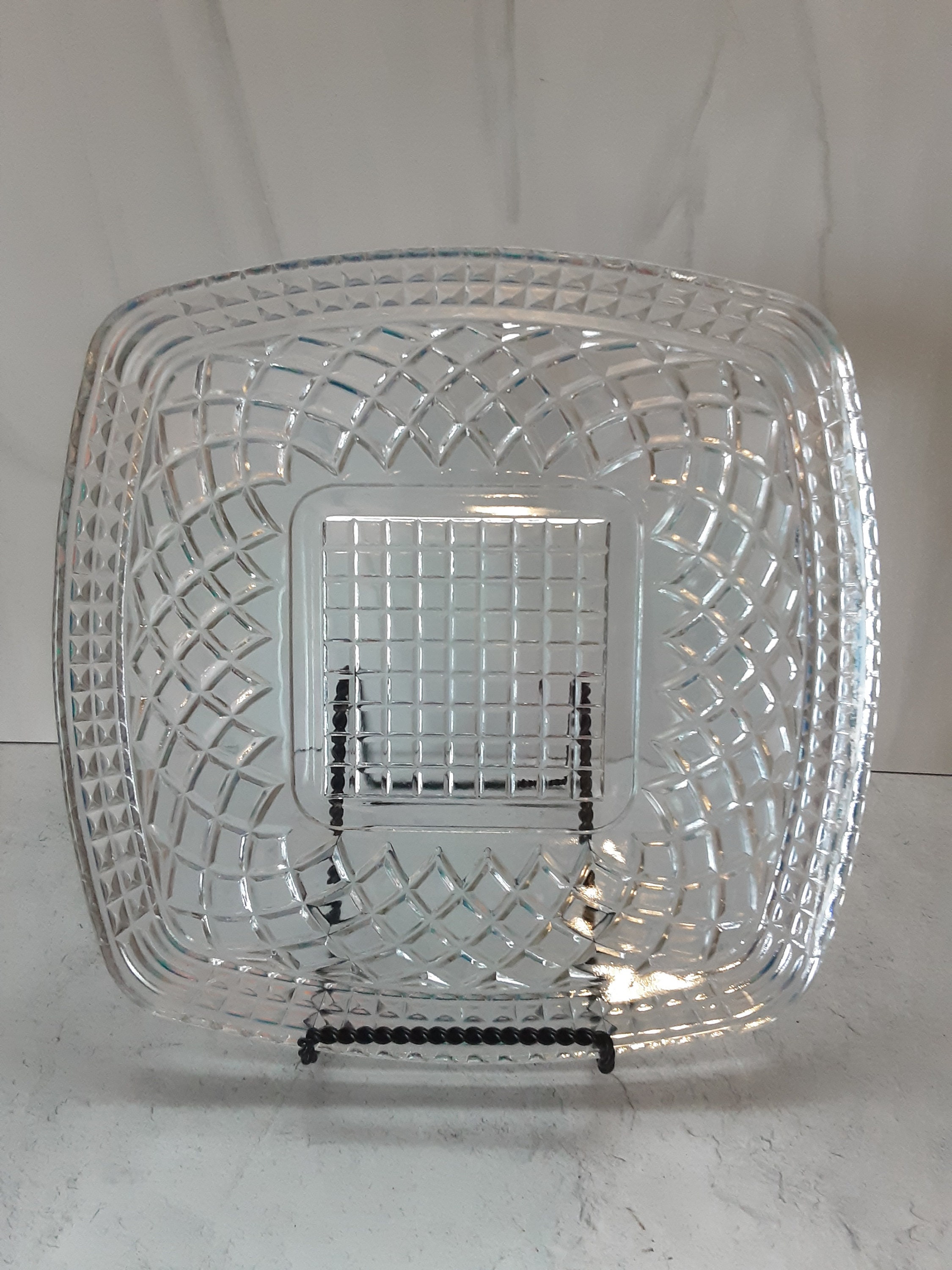 Vintage Federal Glass Diamond Lattice Design Square Plate-9" - Etsy