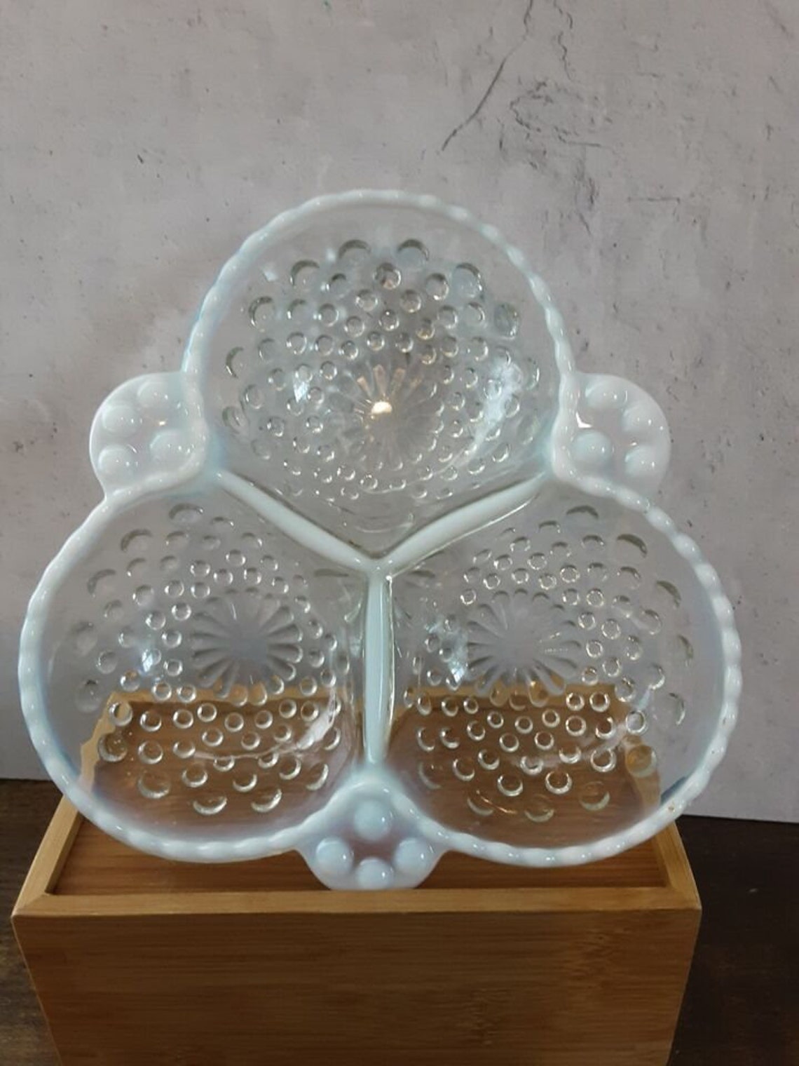 Vintage Fenton Opaline Glass Hobnail Serving Bowl-moonstone - Etsy