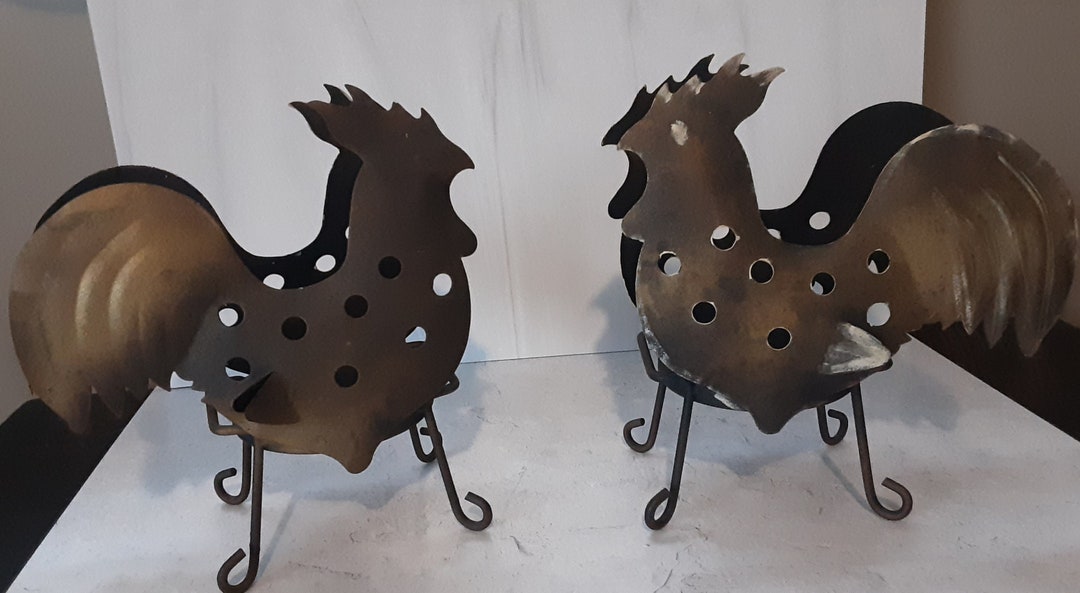 Metal Cast Rooster Planters(set of 2) - Etsy