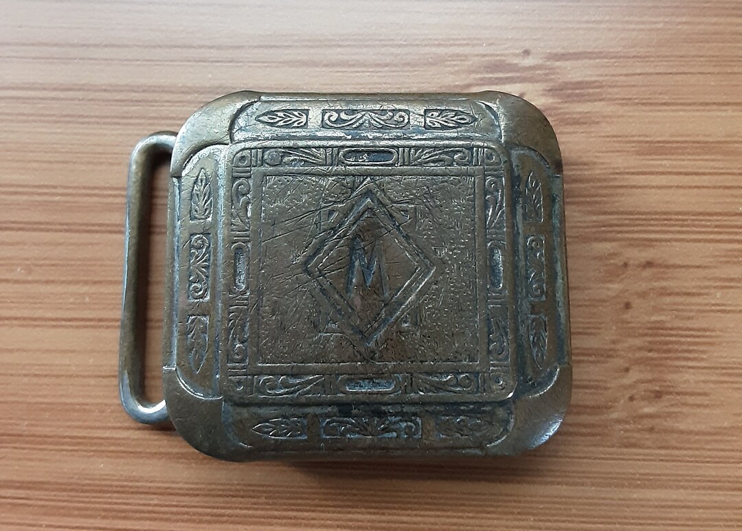 Vintage Belt Buckle With Letter "m" - Etsy