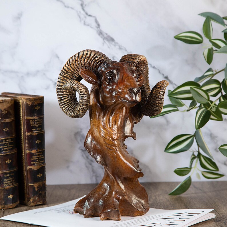 Ram Head Resin Aries Statue the Ram Bust Home Decor, Home Design, Animal Sculpture, Gifts - Etsy