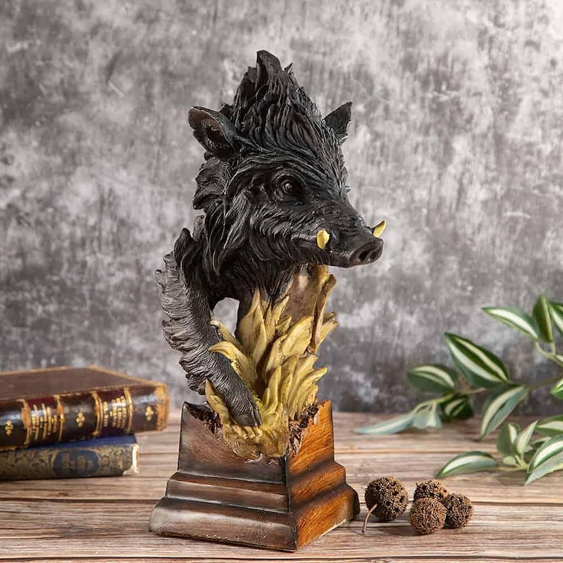 Boar Head Bust / Wild Pig Resin Statue /decoration Figurine Home Design ...