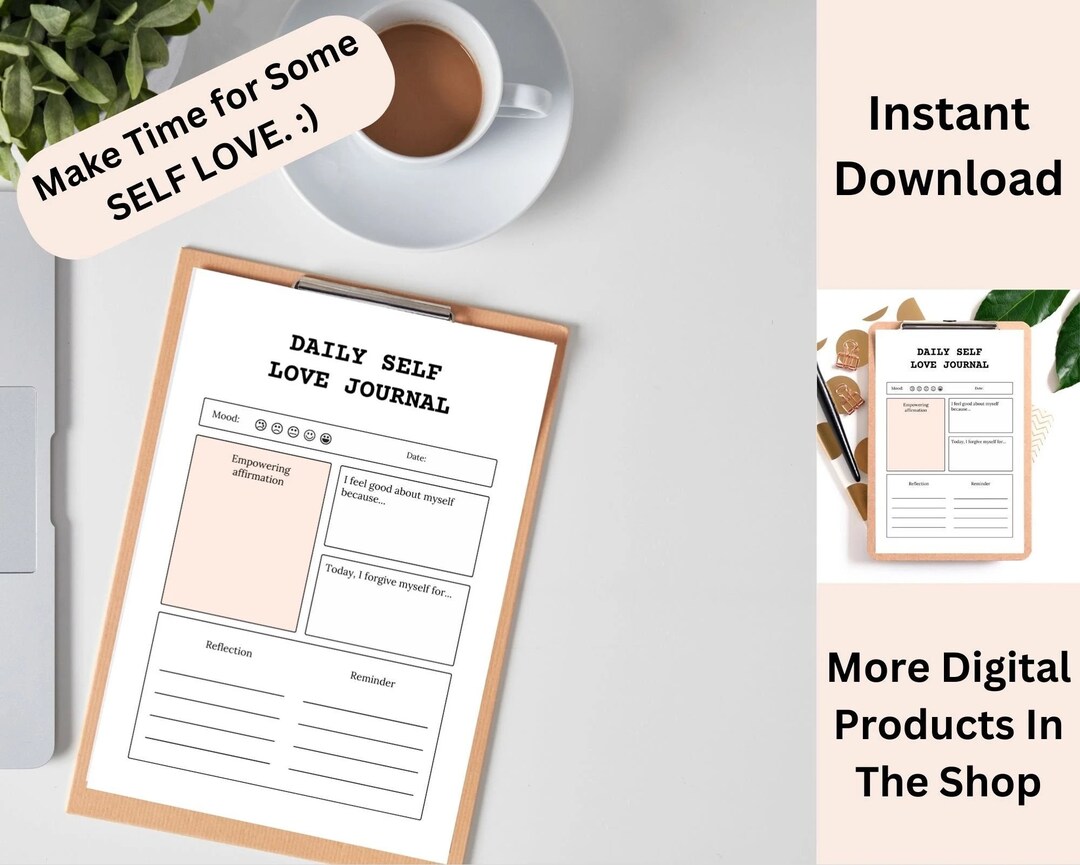 Self Love Printable Planner, Self Love Checklist, Self Care Printable ...