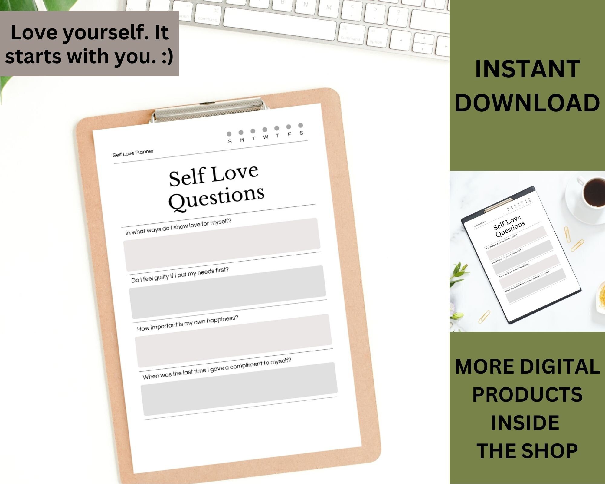 Self Love Printable, Self Love Checklist, Self Care Printable, Self ...