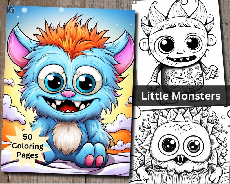 Little Monsters Coloring Pages, Fun for Toddlers & School Kids, Perfect ...