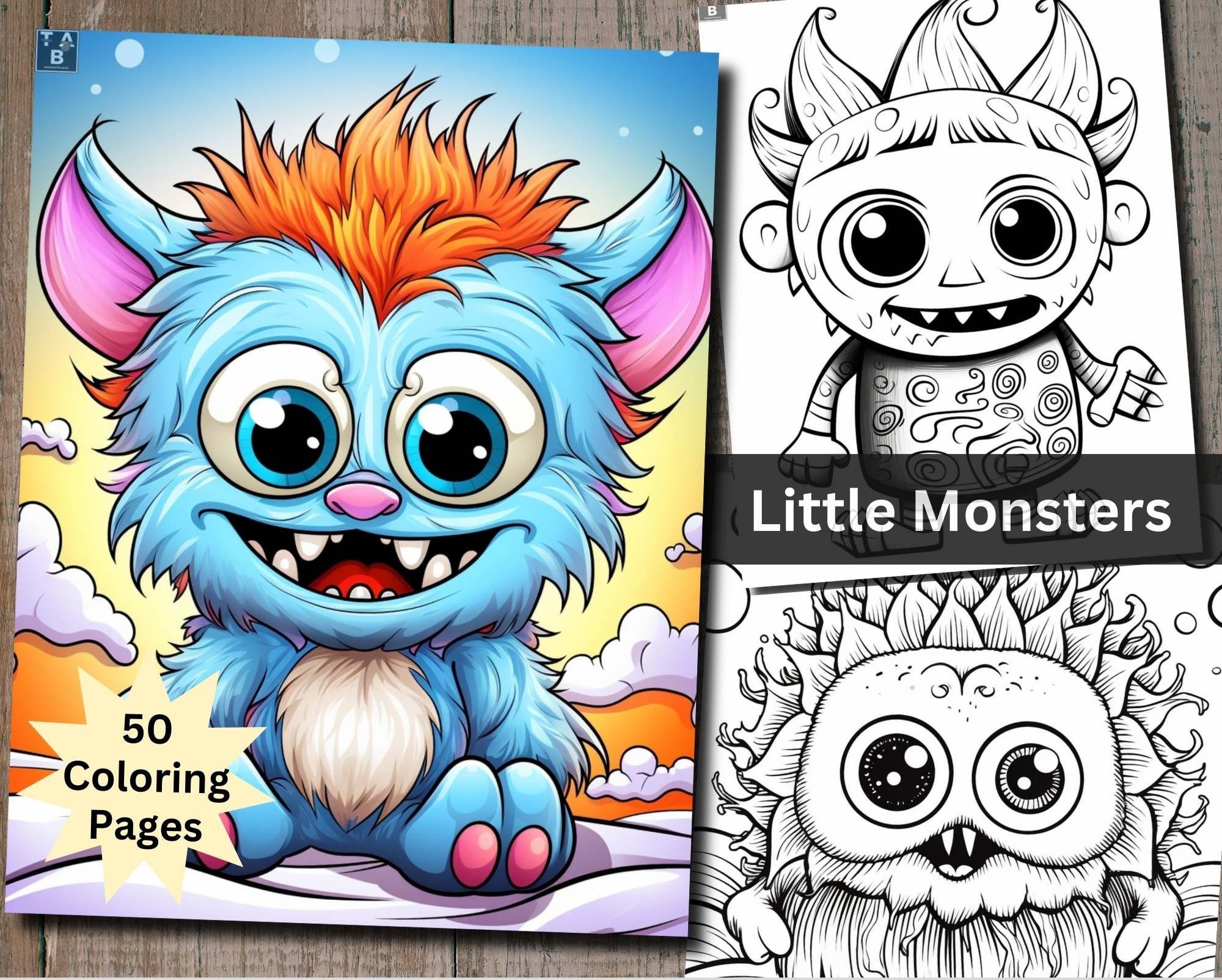 Little Monsters Coloring Pages, Fun for Toddlers & School Kids, Perfect ...