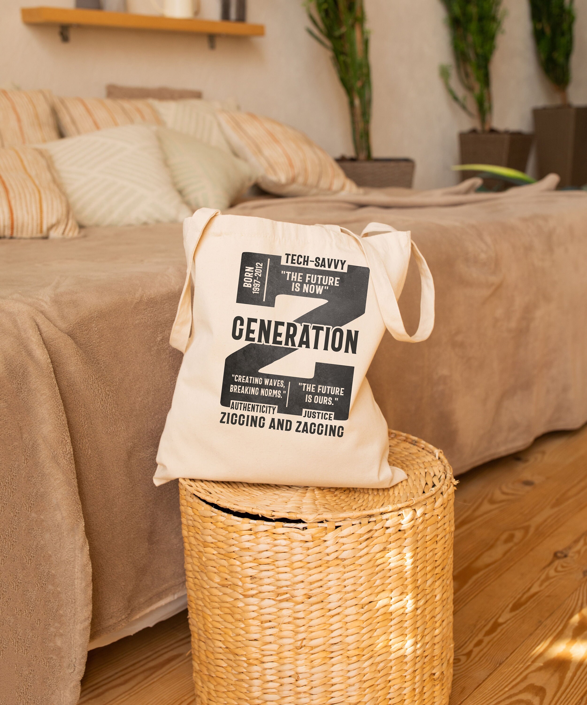 Era of Gen Z Statement Tote Bag, Z-pop Bag, Canvas Print, Message Tote ...