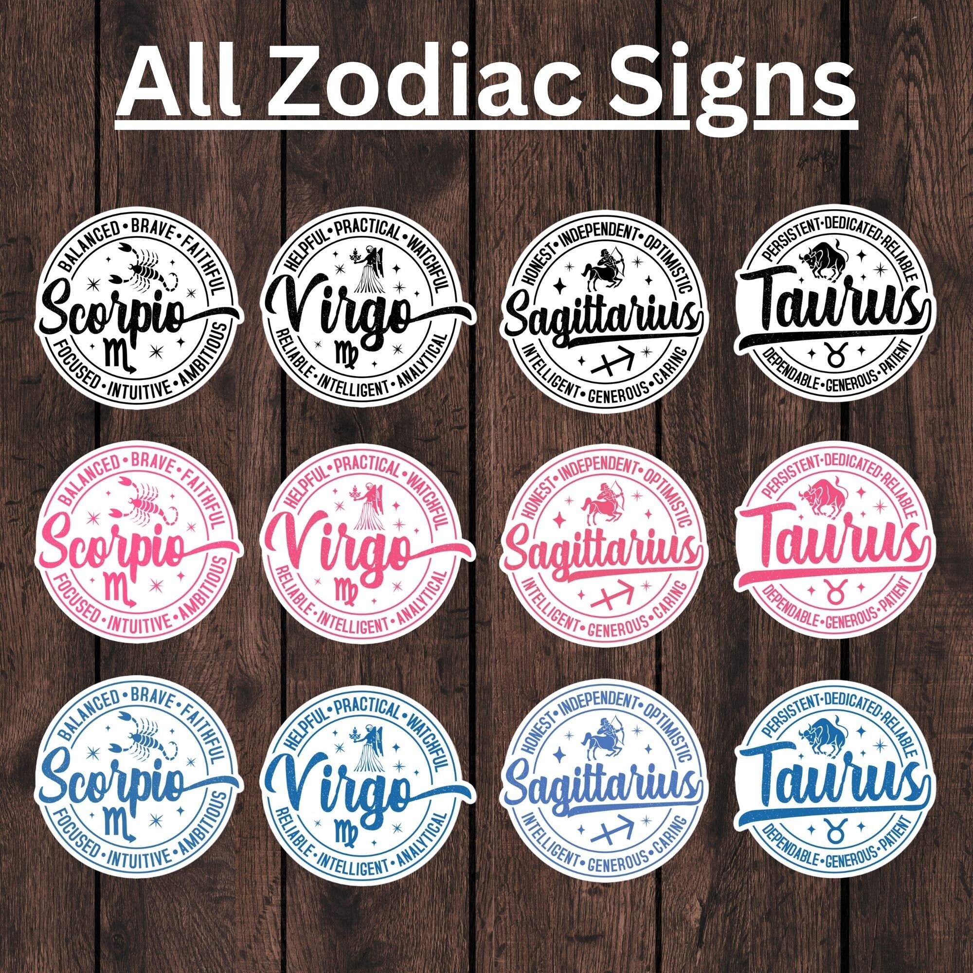 Zodiac Sign Stickers, Personalized Stickers, Star Sign Stickers ...