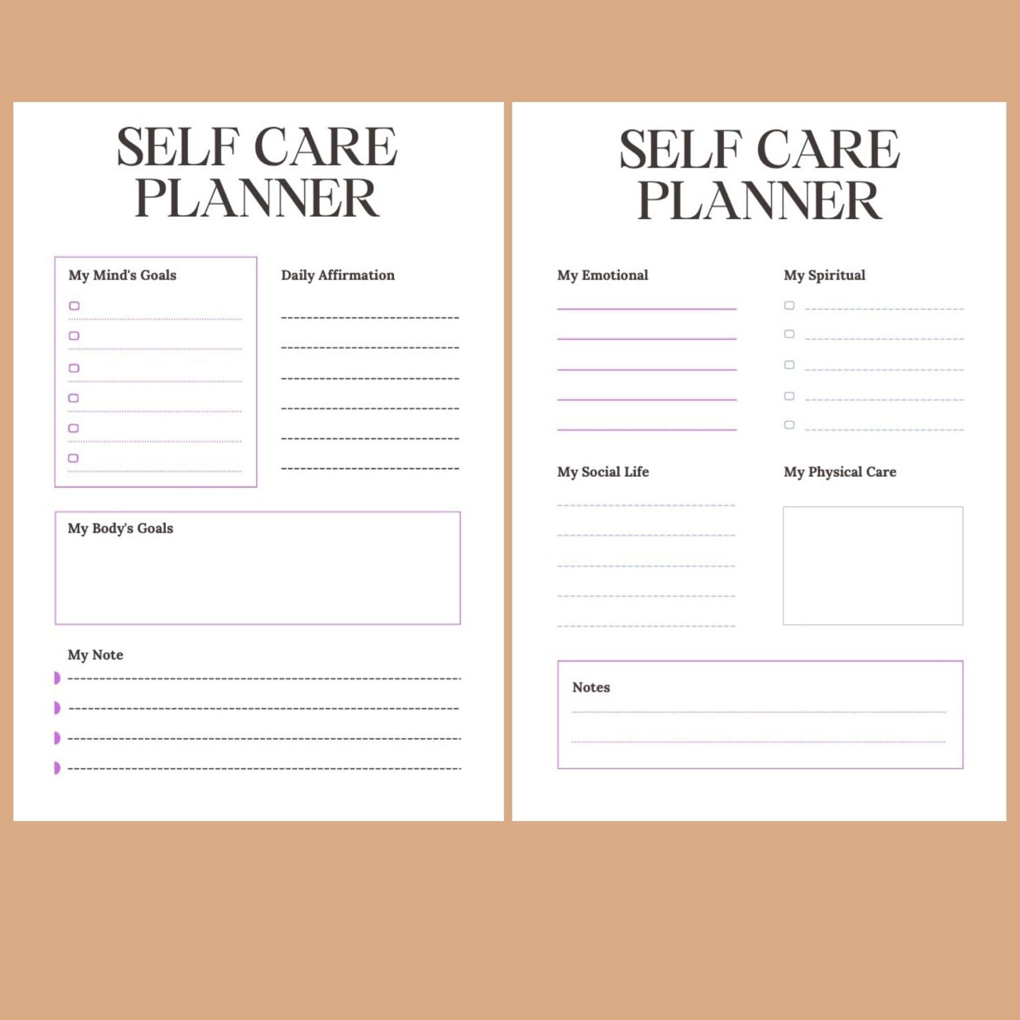 Self-care Planner Printable, Self Care Planner, Self Care Checklist ...