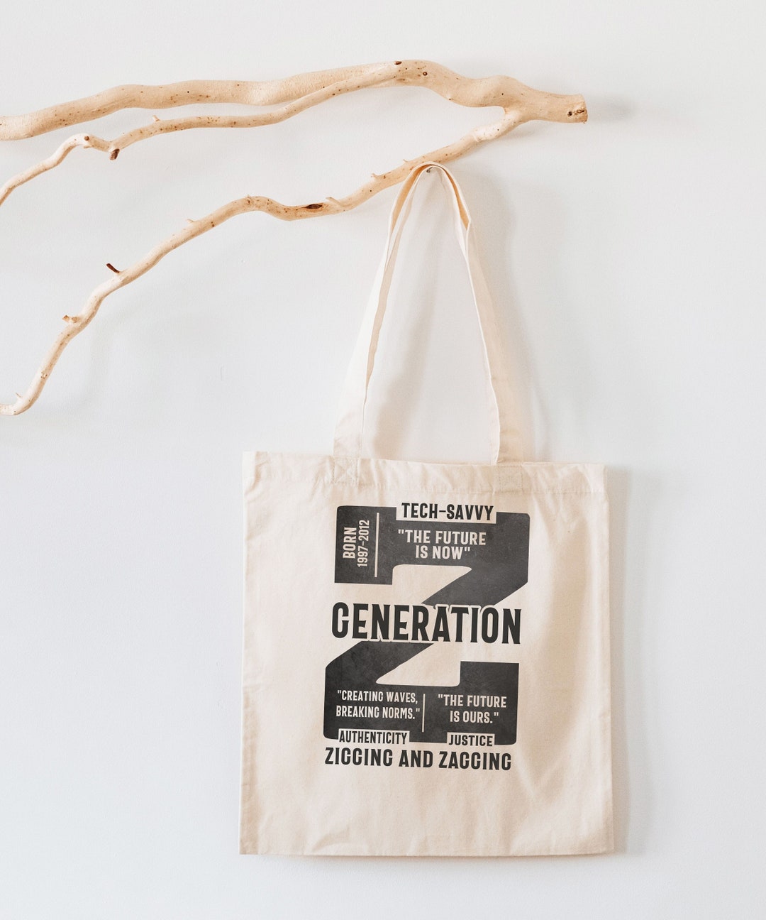Era of Gen Z Statement Tote Bag, Z-pop Bag, Canvas Print, Message Tote ...
