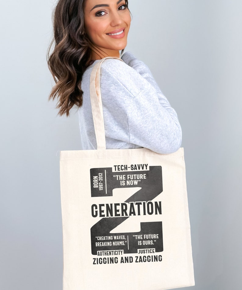 Era of Gen Z Statement Tote Bag, Z-pop Bag, Canvas Print, Message Tote ...