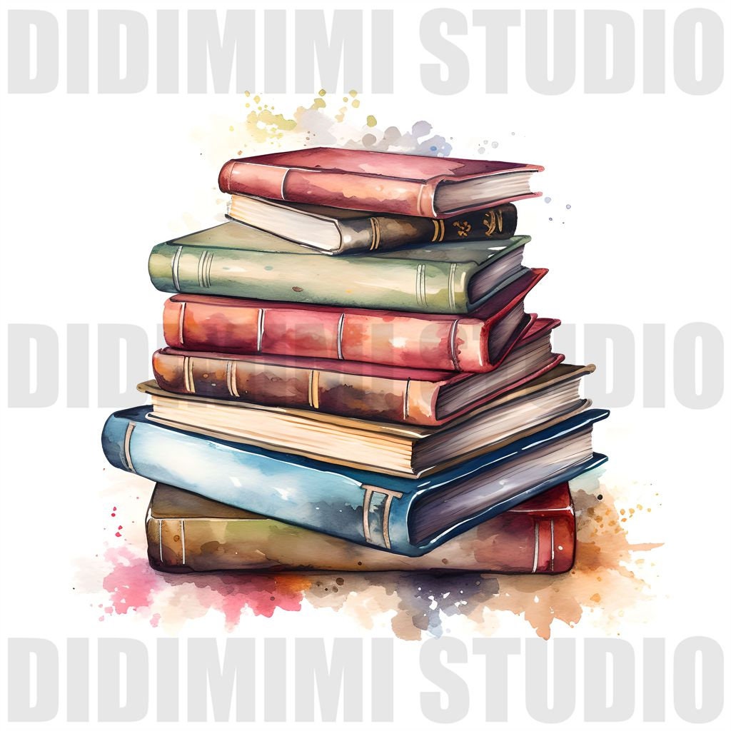 Stack of Books Clipart Digital Art 12 High Quality JPG Images Wall Art ...