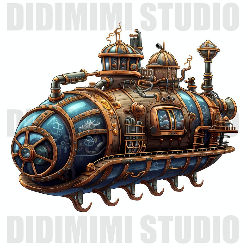 Steampunk Submarines Clipart - Digital Art - 12 High Quality JPG Images ...