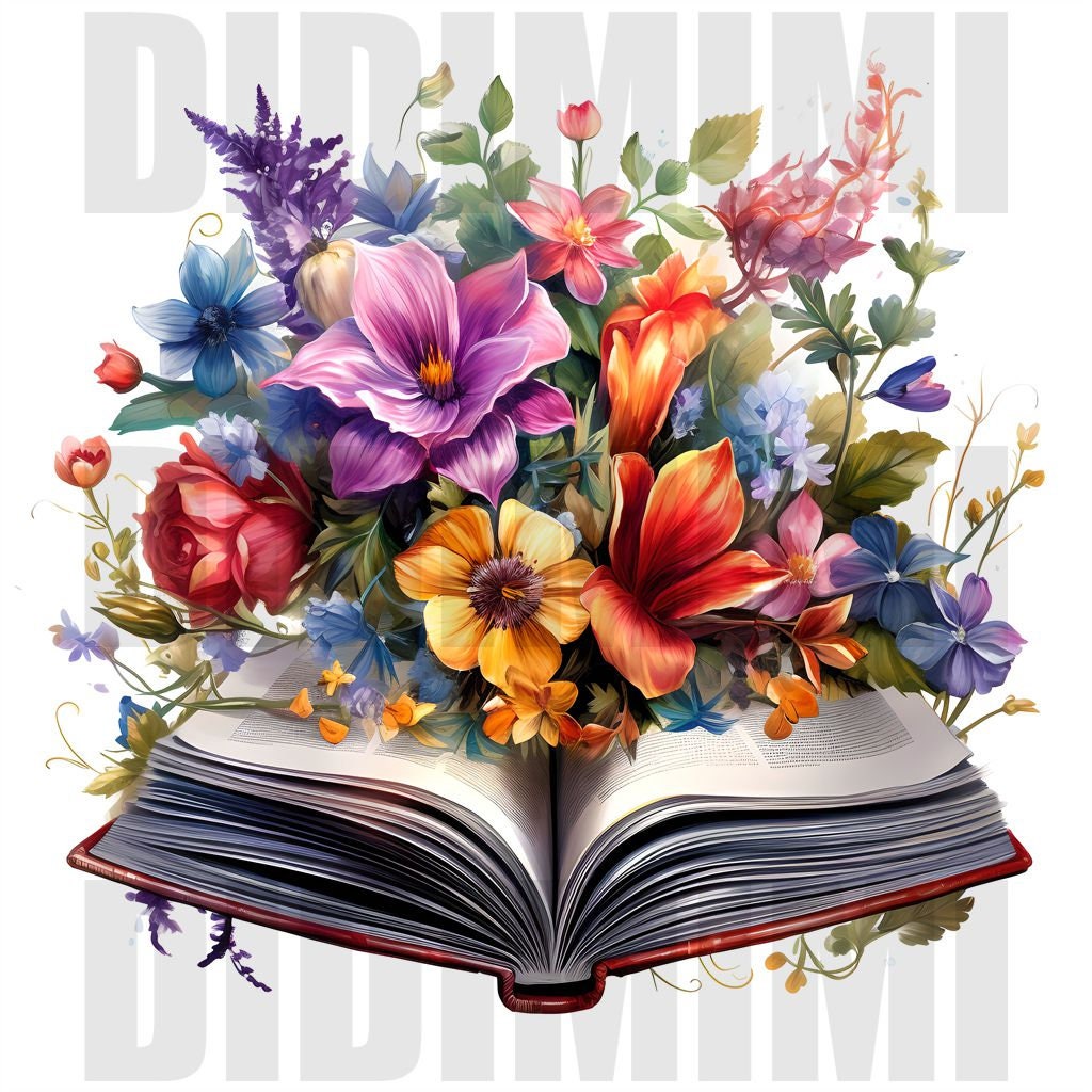 Floral Books Clipart Digital Art 12 High Quality JPG - Etsy