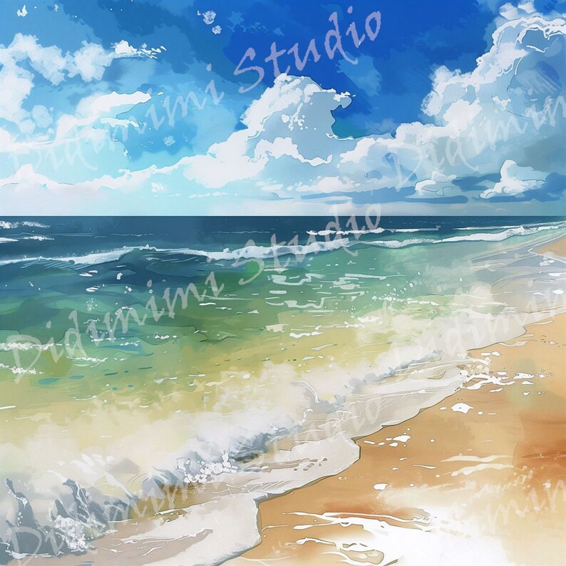 Watercolor Beach Digital Paper Pack | Coastal Seamless Textures ...