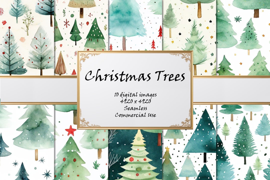 Christmas Trees Digital Paper 10 High Quality Seamless - Etsy
