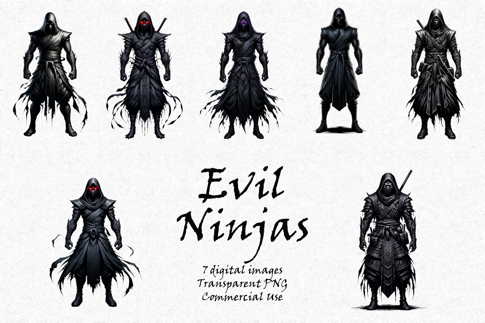 Evil Ninjas Clipart - Digital Art - 7 High Quality PNG Images - Wall ...