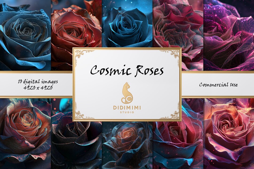 Cosmic Roses Digital Paper 10 High Quality Images Wall Art Commercial ...