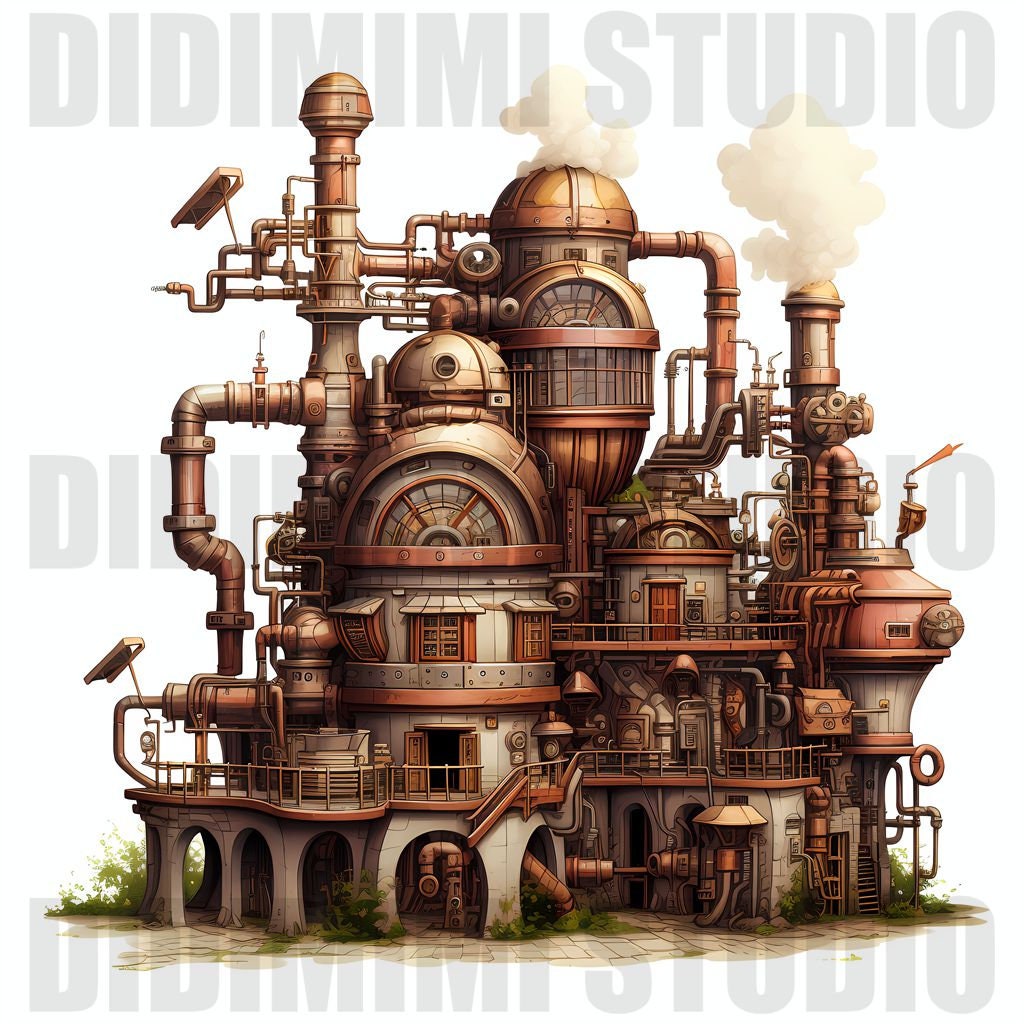 Steampunk Factories Clipart Digital Art 12 High Quality JPG Images Wall ...
