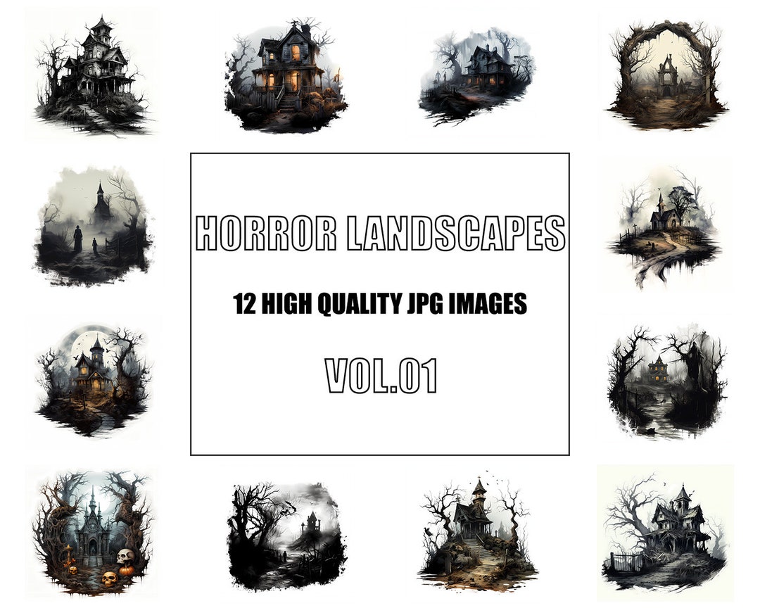 Horror Landscapes Clipart - Digital Art - 12 High Quality JPG Images ...