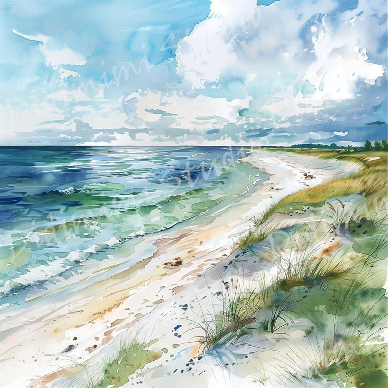 Watercolor Beach Digital Paper Pack | Coastal Seamless Textures ...