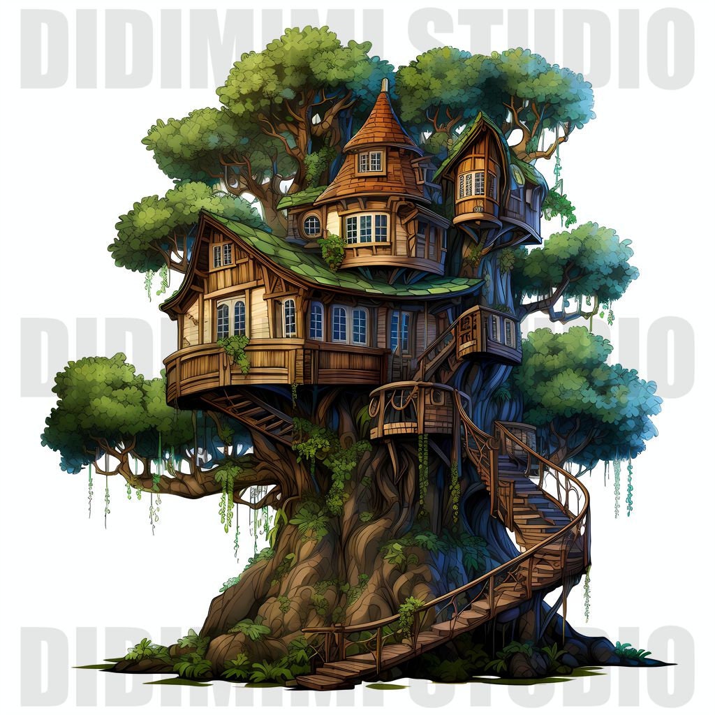 Tree House Clipart Digital Art 12 High Quality JPG Images - Etsy