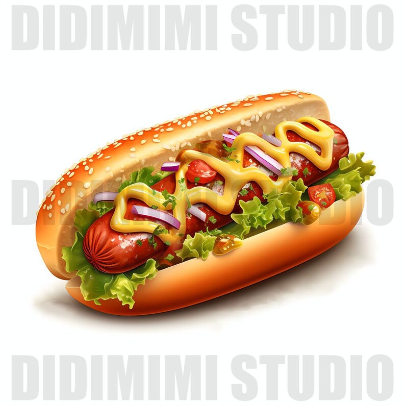 Hot Dogs Clipart - Digital Art - 12 High Quality JPG Images - Wall Art ...