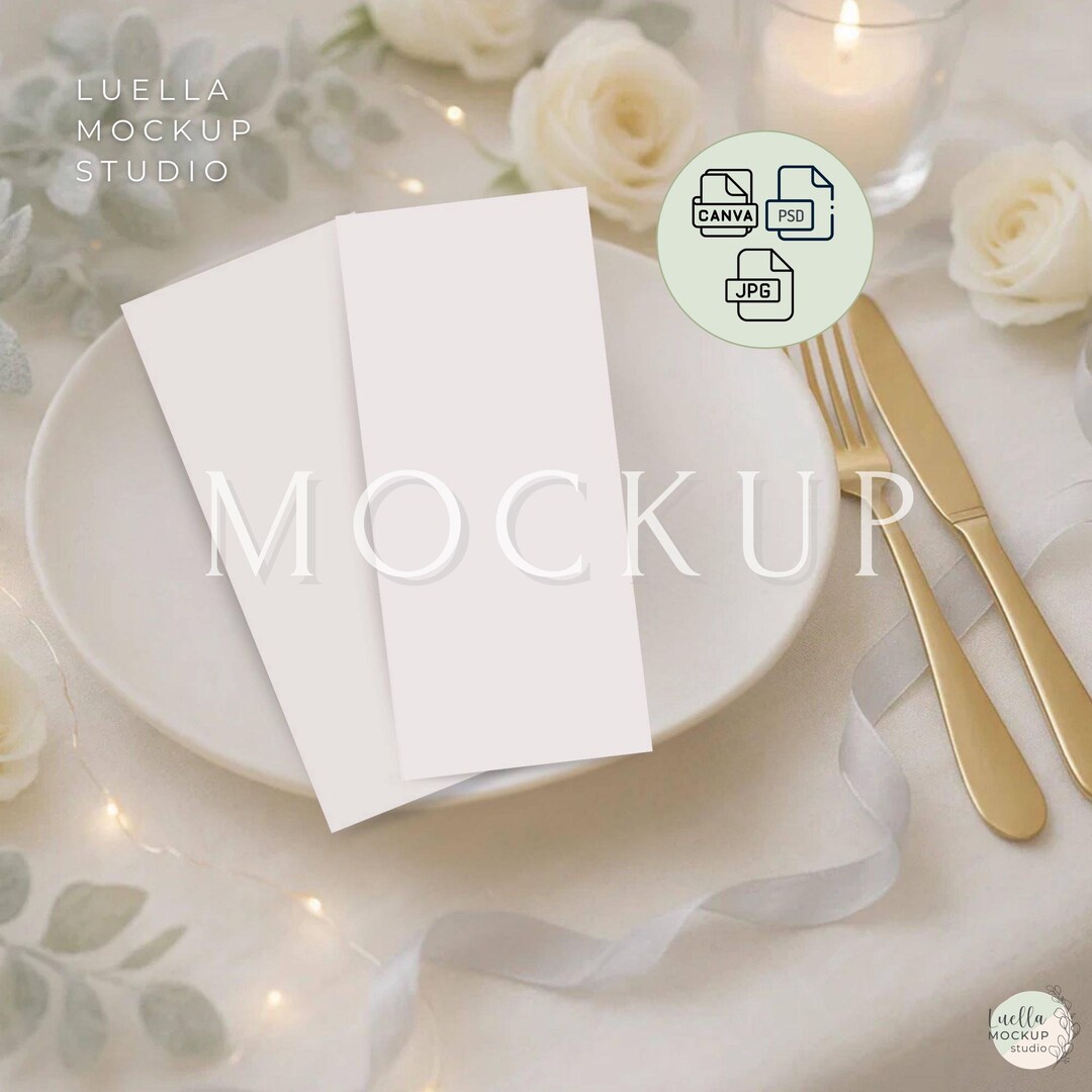 4x9" Menu Card Mockup for Photoshop PSD and Canva, Winter Styled Scene ...